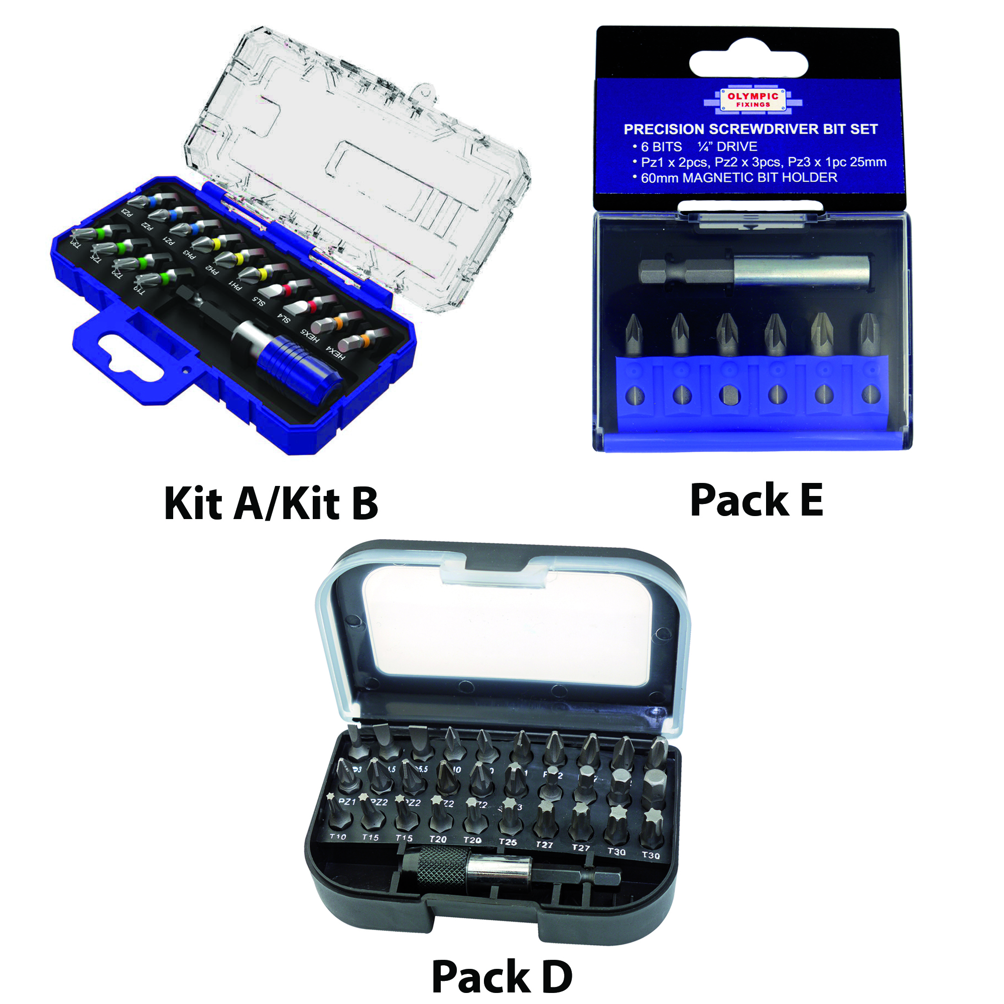 Kit B - 15 piece Pack E - 7 piece Pack D - 31 piece