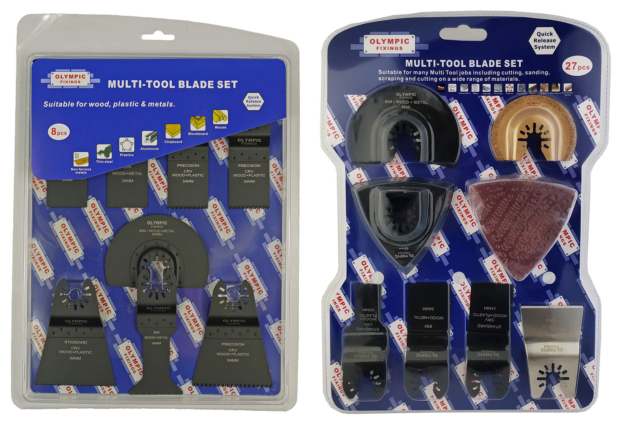 Sets supplied in hanging blister packs