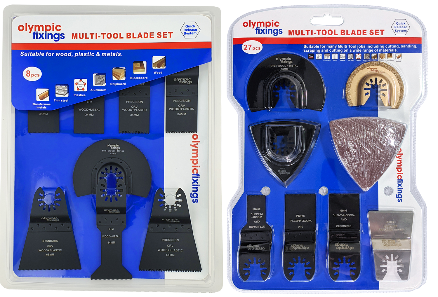 Sets supplied in hanging blister packs
